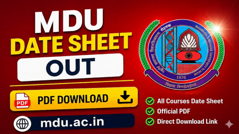 MDU Date Sheet 2026 (UG & PG Exams) PDF Download